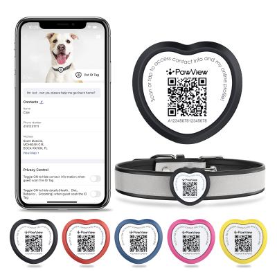 China Pawview Silicone Heart Shaped Dog ID Tag Custom QR NFC for sale