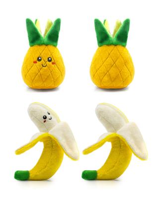 China Eco-Friendly Squeaky Banana Pineapple Plush Dog Toys 2-Pack for sale