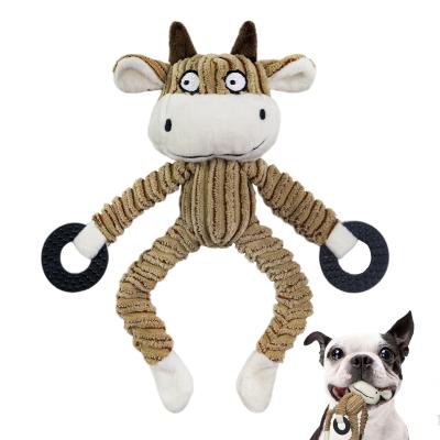 China Eco-Friendly Cow Plush Dog Toy for Chewing and Play for sale