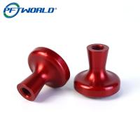 China Custom CNC Turned Aluminum Knobs, Red Anodized & Laser Engraved for sale