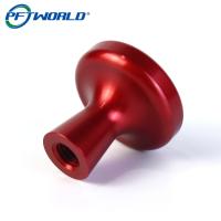 China Custom CNC Turned Aluminum Knobs, Red Anodized & Laser Engraved for sale