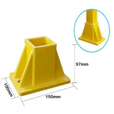 China Pultruded 50mm Square Tube FRP Handrail Fence Post Base with Cutting Capability for sale
