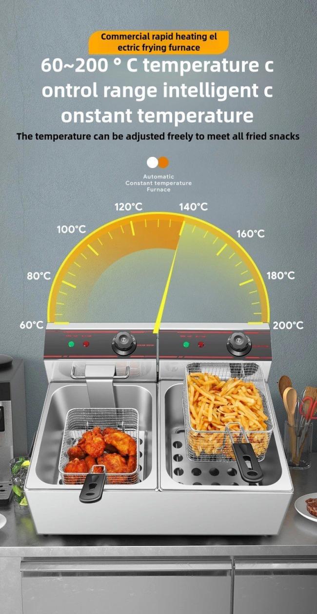 Professional Electric Double-Basket Fryer for Simultaneous Frying