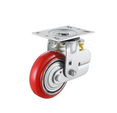 China Heavy Duty Ball Caster Bearing Steel Plate Polyurethane PU Casters 4'' Single Warehouses  Logistics Facilities for sale