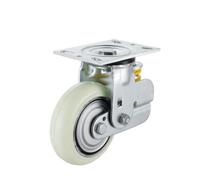 China Industrial Heavy-Duty Shock Absorbing Casters Spring PU Polyurethane 4 Inches Swivel Castor Wheels For Heavy Machinery for sale