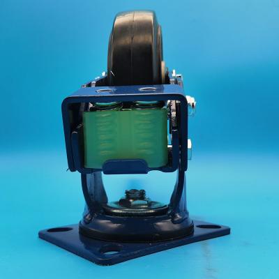 China Strong Rubber Industrial Heavy Duty Spring Loaded Caster Wheels Singel 4