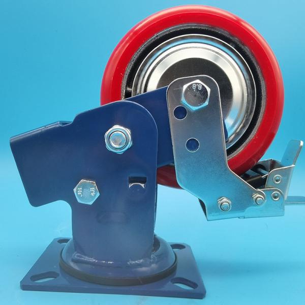 Quality Heavy Duty Industrial Spring Castor Wheel PU Polyurethane 6 inches Caster Wheels Office And Institutional Settings for sale