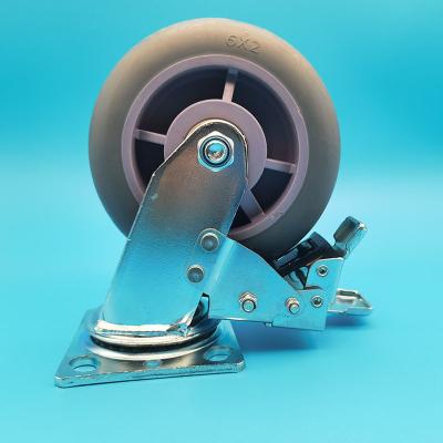 China Shock Absorbing Casters PU TPR Wheels Non-Marking Industrial Casters 5'' Swivel  castor  Hospital bed trolleys for sale
