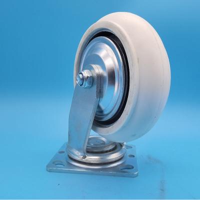 China Wear Resistance Industrial White 6 inches  PU Shock Absorbing Casters Heavy Load-Bearing  Wheels Food Processing for sale