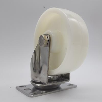 China Medium Duty 304 Stainless Steel Plate Nylon Caster Wheels Singel 4