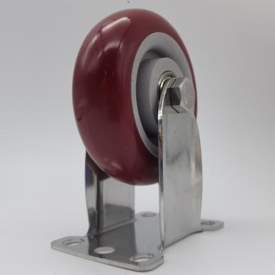 China Stainless Steel Castors PU Polyurethane Medium-Duty Single 3 Inches Ball Casters For Bakery Racks for sale