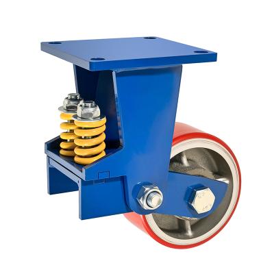 China Dual spring pu heavy  duty Wheel Caster Extra Heavy Duty Caster Lockable braket automotive manufacturing  assembly lines for sale