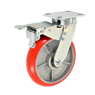 China Robust Design And Large Diameter PU Extra Heavy Duty Caster  4-8 Inches For Hard Surfaces  Concrete Floor for sale
