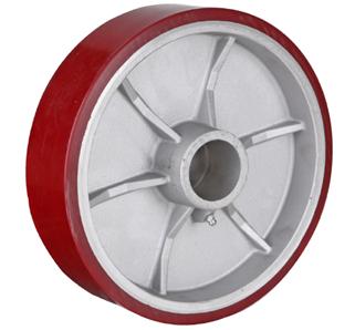 China Heavy Duty  Industrial Caster Flat Round Pu Wheels Cast Iron Core Whee Load Capacity  270 Kg To 1600kg for sale