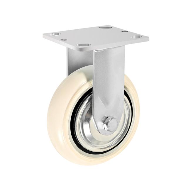 Quality  Industrial Machinery Caster Wheels OEM Caster Aviation Iron Core  White Polyurethane Swivel Caster Rigid Brake Silent Caster For Assembly Line   for sale