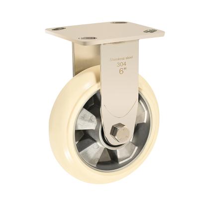 China 6 Inch Rigid Caster 304 Stainless Steel 400kg PU Wheel Cold Storage & Corrosive Environments for sale