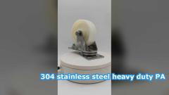 304 stainless steel heavy duty PA  brake caster