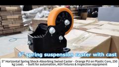5 inch shock absorbing caster, horizontal spring caster,