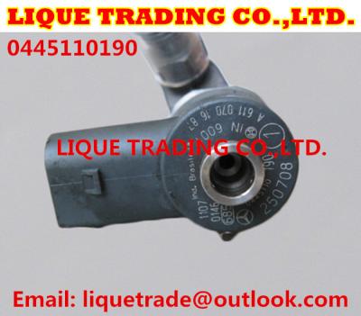 China Inyector común original 0445110190 del carril de BOSCH 0445110189 para Mercedes Benz A6110701487 A6110701687 en venta