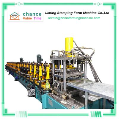 China Rack Roll Forming Machine Equipped with Hydraulic Fixed Length Shearing and Material Splicing for Shelf Board for sale