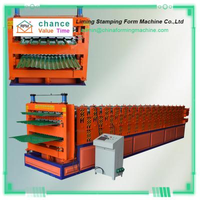 China Hebei Liming Good Price Three Layer Trapezoidal Ibr Roof Sheet Tile Panel Roll Forming Making Machine for sale