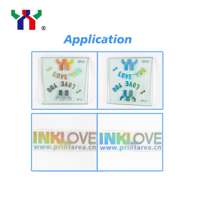 Screen printing laser ink sample showing color shift effect