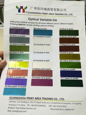 China Optical Variable Ink A3 Green to Orange for Screen Printing for sale