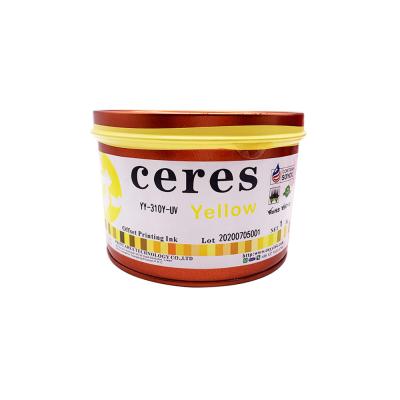 China CMYK oplosmiddelbasis UV offset inkt Ceres snel drogen 12kg karton Geel drukken Te koop