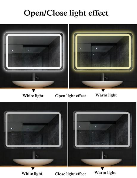 IP44 Rating LED Lighted Bathroom Mirror Wall Mount Silver Mirror Raw Material