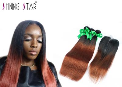 China Straight Human Hair Bundles With Closure Color 1B33 Hair Weave Ombre Dark Roots for sale