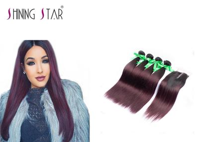 China 1B Burgundy Peruvian Virgin Hair Bundles , Soft Peruvian Straight Hair 4 Bundles for sale