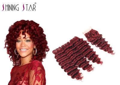 China 99J Color Deep Wave Human Hair Bundles With Closure Swiss Lace No Tangle for sale