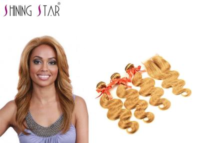 China Blonde Body Wave Bundles With Closure 27 Color Brazilian 3 Bundles With Closure for sale