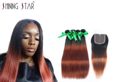 China 1B 33 Virgin Peruvian Hair Bundles With Closure / 4 PCS Ombre Peruvian Hair for sale