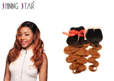 China Body Wave Hair Extensions Human Hair 3 Bundles With Closure Color #1B30 for sale