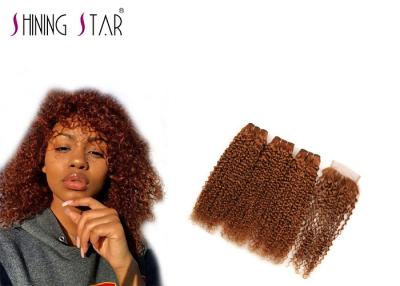 China Curly Human Hair Extensions Gold Blonde Color 30 Kinky Curl Human Hair Weave for sale