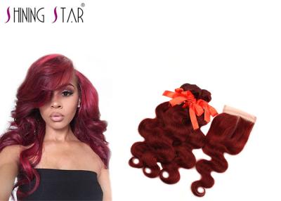 China Virgin Human Hair Extensions 99J Burgundy Brazilian Body Wave Hair Bundles With Closure for sale