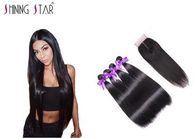 China Natural 4Pcs 100 Human Hair Bundles With Closure Straight Of Healthy Hair for sale