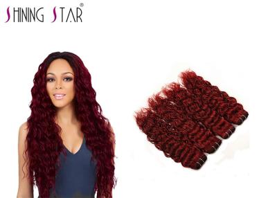 China Human Hair Water Wave Crochet Braids Weave 4 Bundles #99J Red Curly Extensions for sale