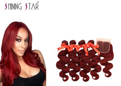 China Extensions #99J Red Color Brazilian Body Wave Hair 4 Bundles With Closure for sale