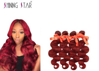 China 100 Peruvian Body Wave Human Hair 4 Bundles Extensions #99J Red Color for sale