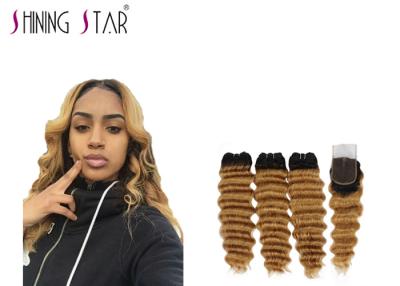 China Loose Deep Wave Human Hair Bundle With Closure 3 Pcs Colored #1B27 Hair Bundles for sale