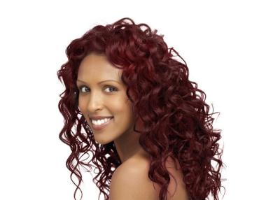 China Deep Wave Clip In Hair Extensions Curly Human Hair Weave #99J Red Color for sale