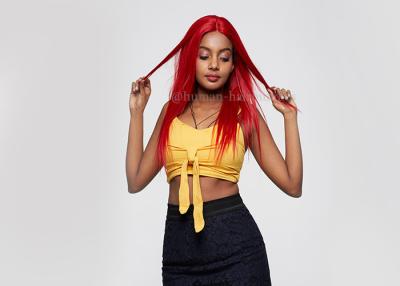 China 100 Human Lace Front Wigs Red Color Human Hair Straight Lace Front Wigs for sale