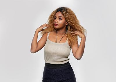 China Lace Human Hair Kinky Curly Hair Blonde Lace Front Wig #1B27 Color 4*4 Middle Part for sale