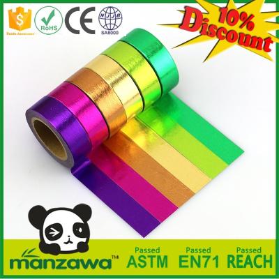 China 1.5cm*10m multicolor washi tape customizable size adhesive paper tape tear by hand removeable paper tape for sale
