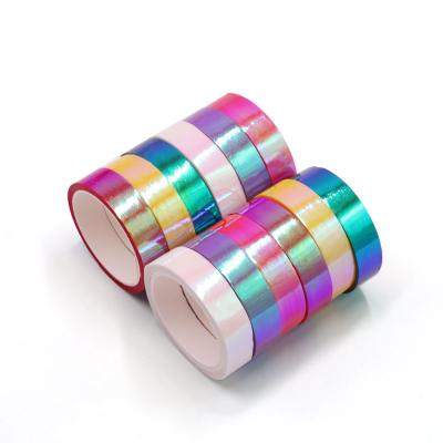 China Wholesale Waterproof Rainbow Gradient Color Holographic Foil OPP Tape for sale