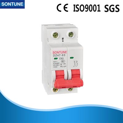 China White 6kA Double Pole MCB High Breaking Capacity 230V Circuit Breaker for sale