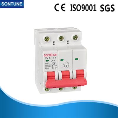 China Economic 3 Pole MCB Circuit Breaker Adjustable Action Value 63A 10kA for sale