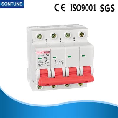 China DZ47-63 4 Pole MCB dem Standard in der elektrischer Stromkreis-Lärm-Schienen-IEC60898 zu verkaufen